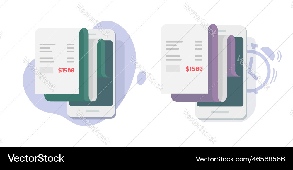 Bill receipt payment time reminder on mobile cell Vector Image