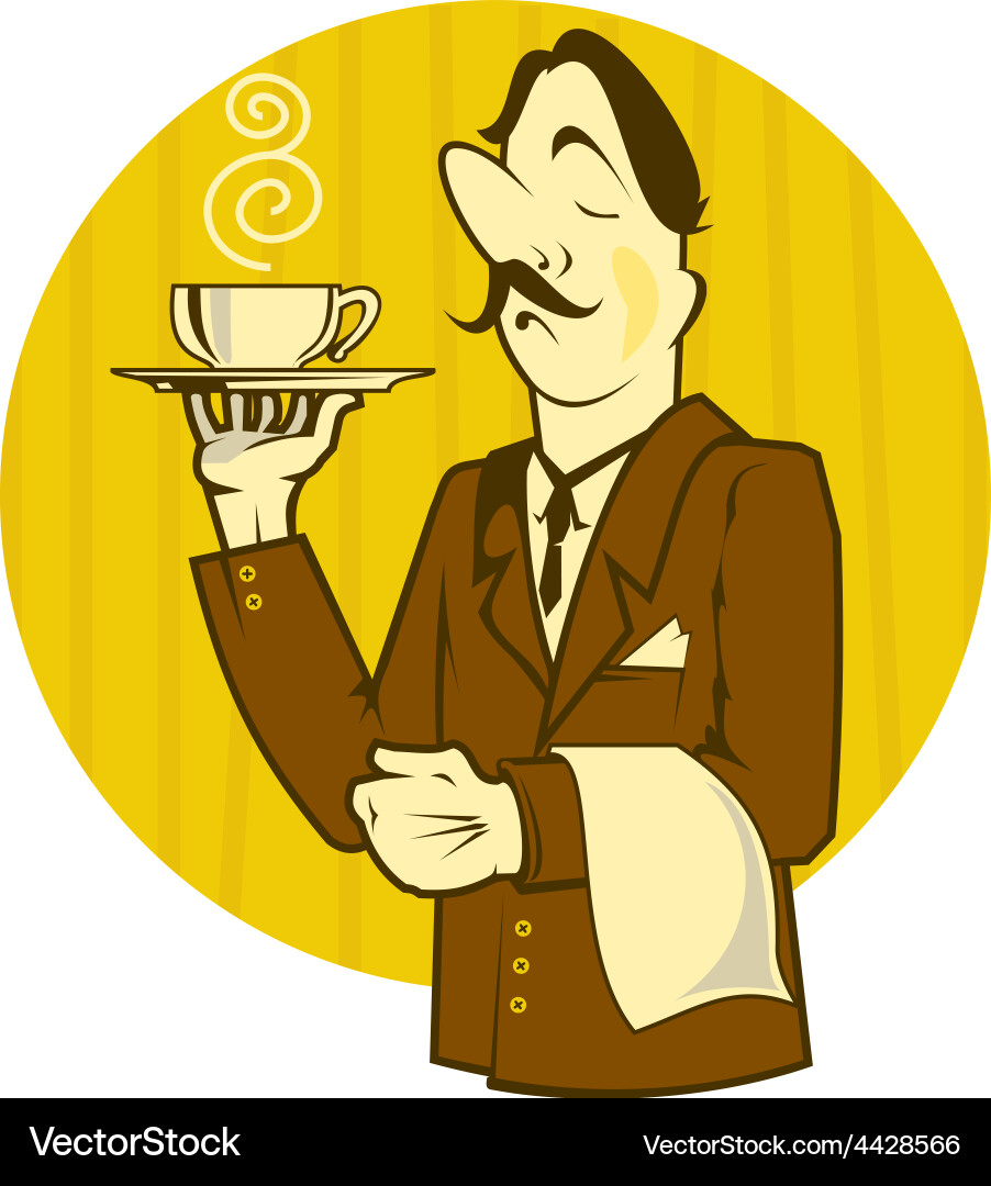Cartoon waiter Royalty Free Vector Image - VectorStock