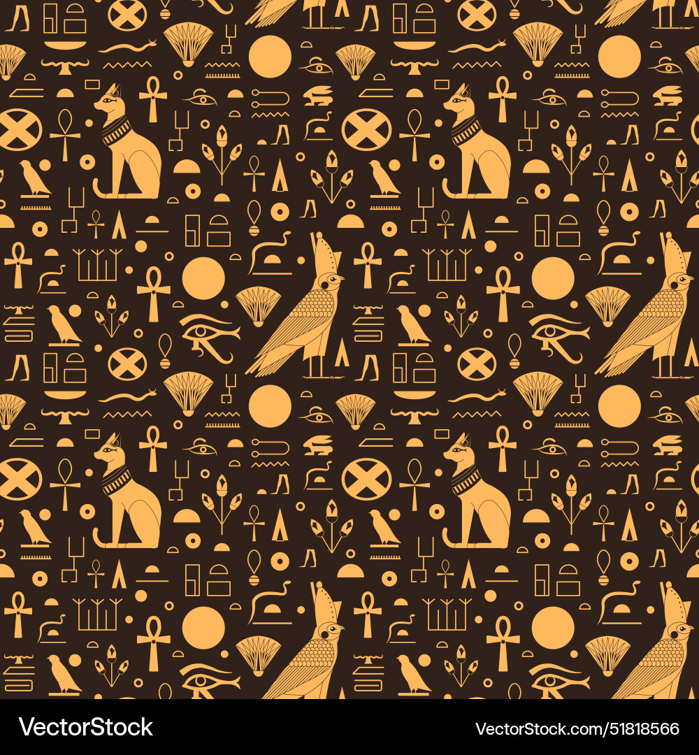 Egypt pattern with occult magic symbols Royalty Free Vector