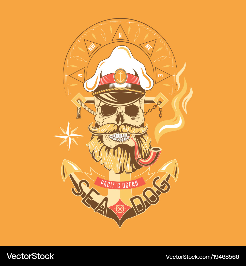 Sea dog color emblem Royalty Free Vector Image