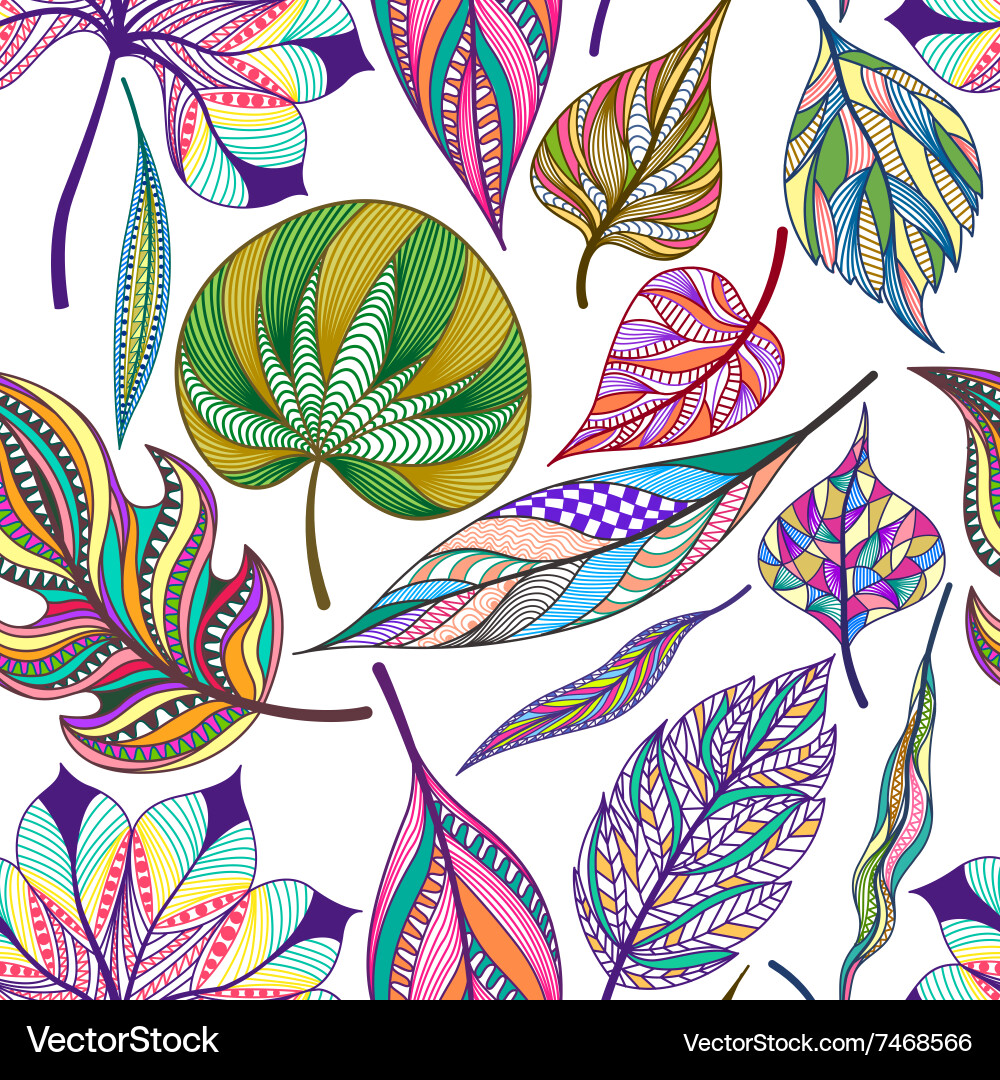 Seamless pattern with colored abstract leaf Vector Image