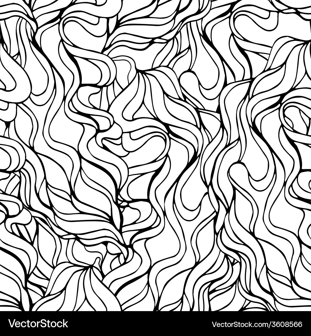 Seamless wave hand-drawn pattern waves background Vector Image