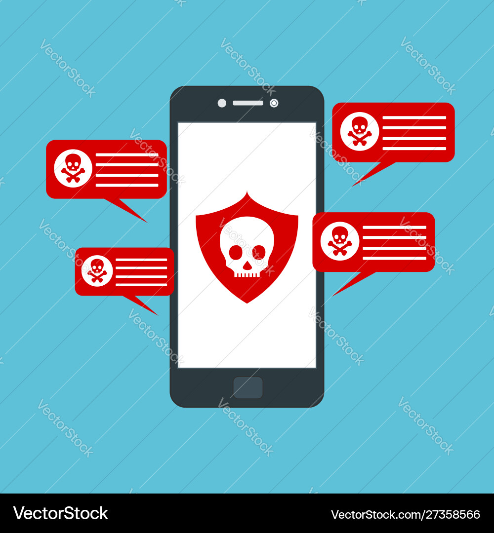Smartphone virus malware trojan notification Vector Image