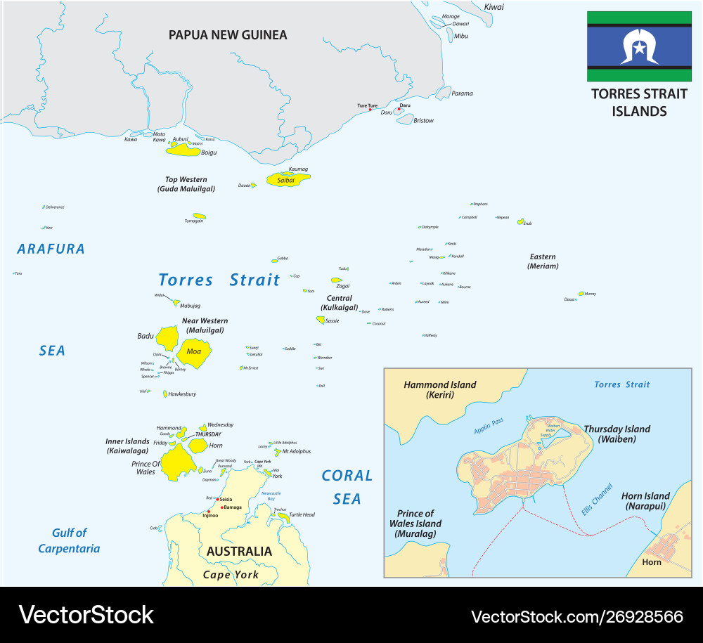 Torres Strait Islands Map Royalty Free Vector Image