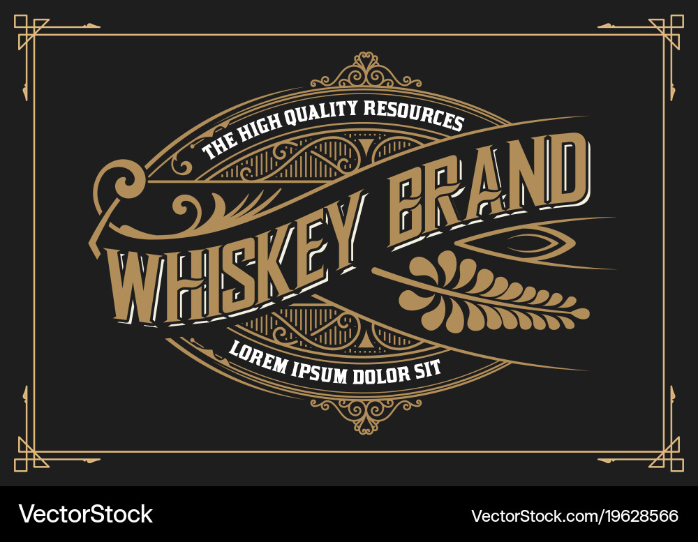 Vintage design whiskey label style Royalty Free Vector Image
