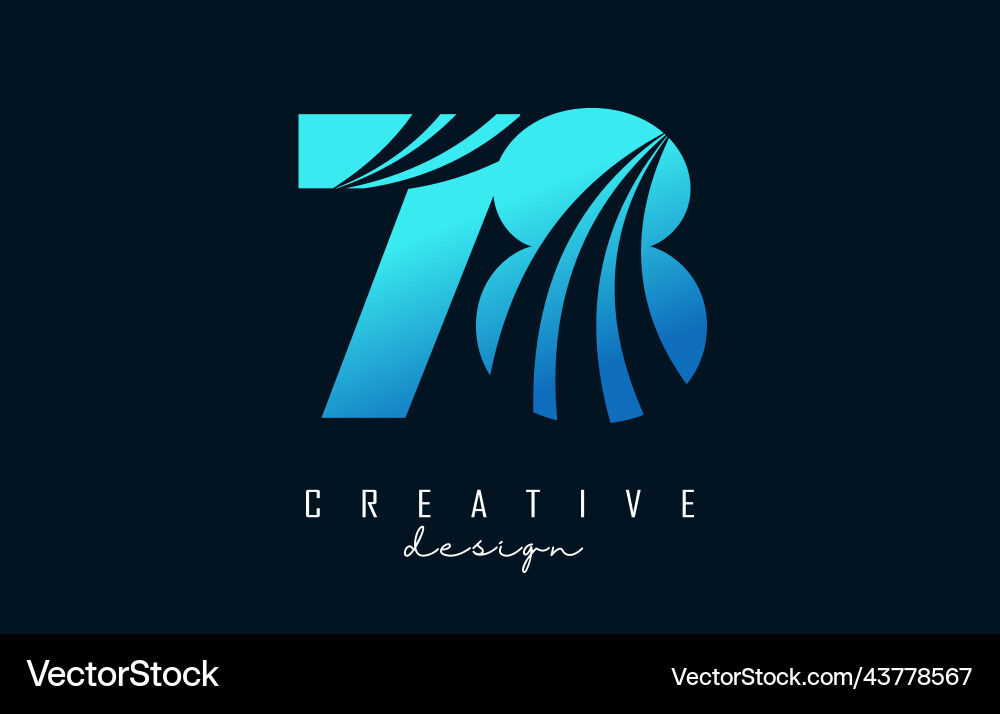 Creative number 78 7 8 logo with leading lines Vector Image