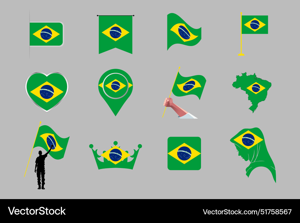 Flag of brazil set Royalty Free Vector Image - VectorStock