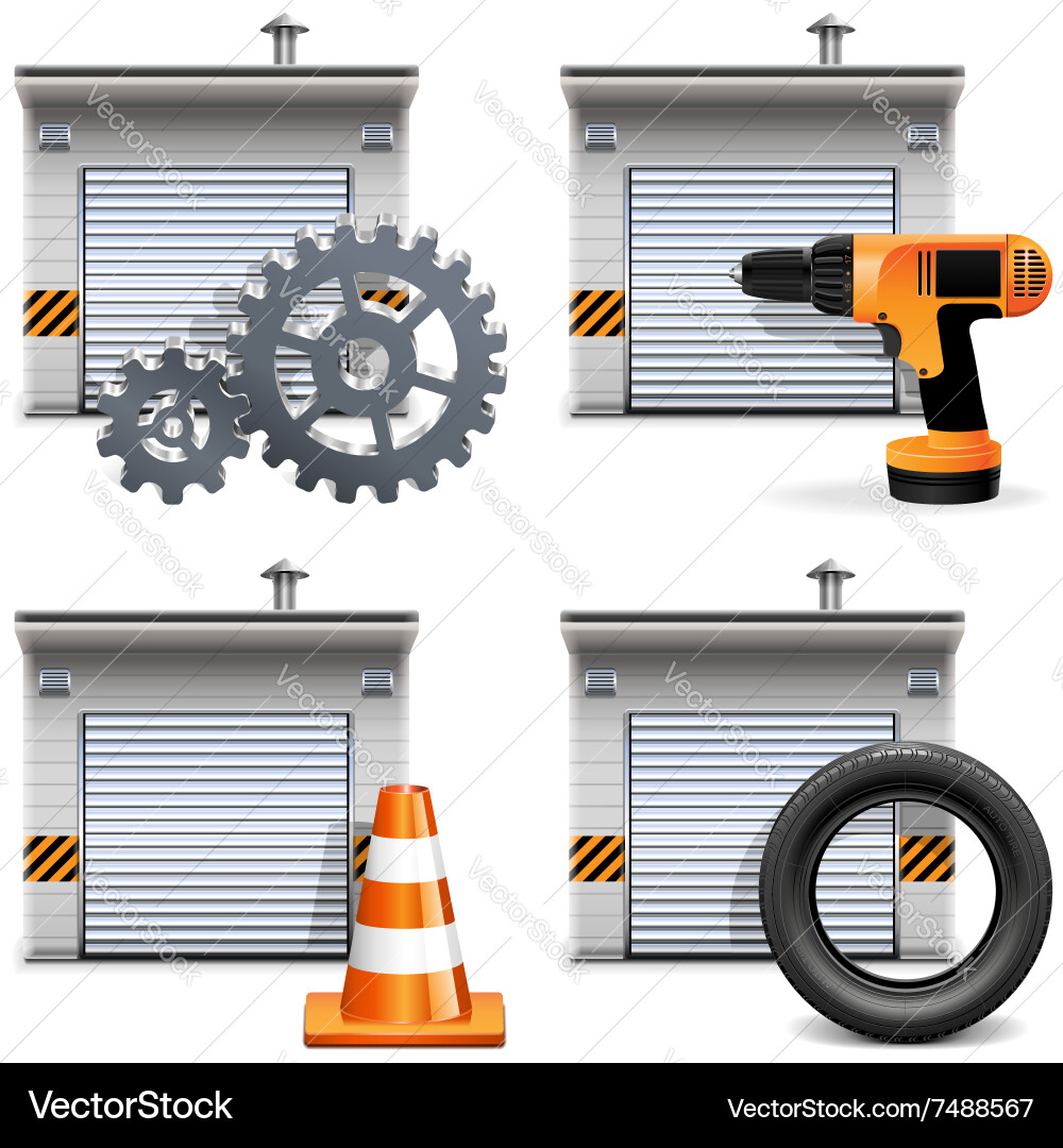 Garage with tools and spares Royalty Free Vector Image
