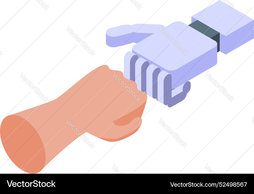 Human and robot hand shaking showing support Vector Image