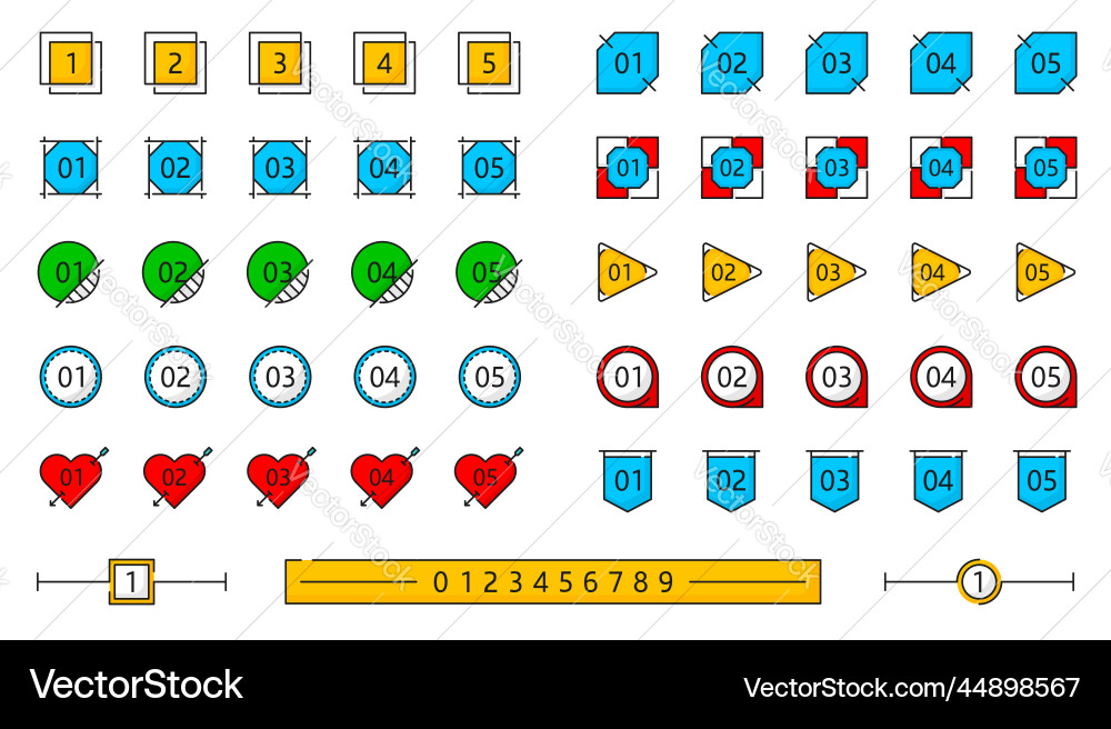 Infographic number color box frames diagram steps Vector Image