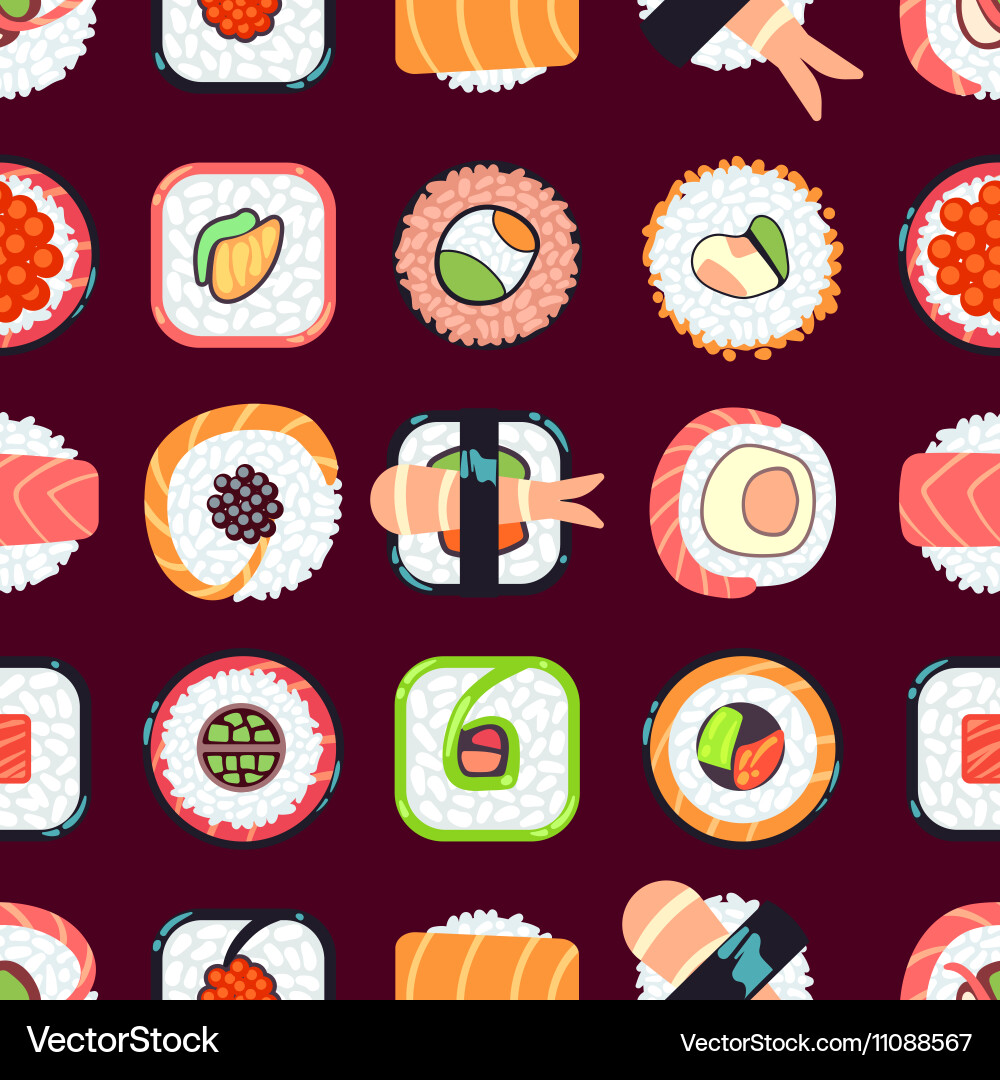 Japanese Sushi Pattern Royalty Free Vector Image
