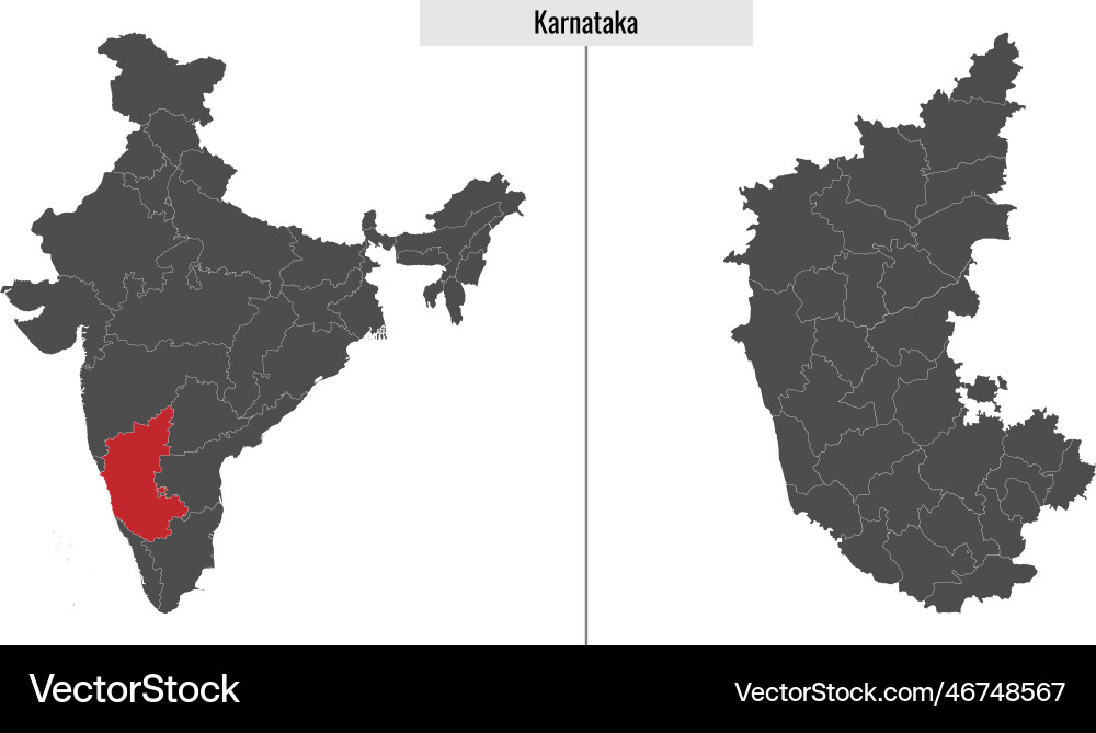 Map of karnataka state india Royalty Free Vector Image