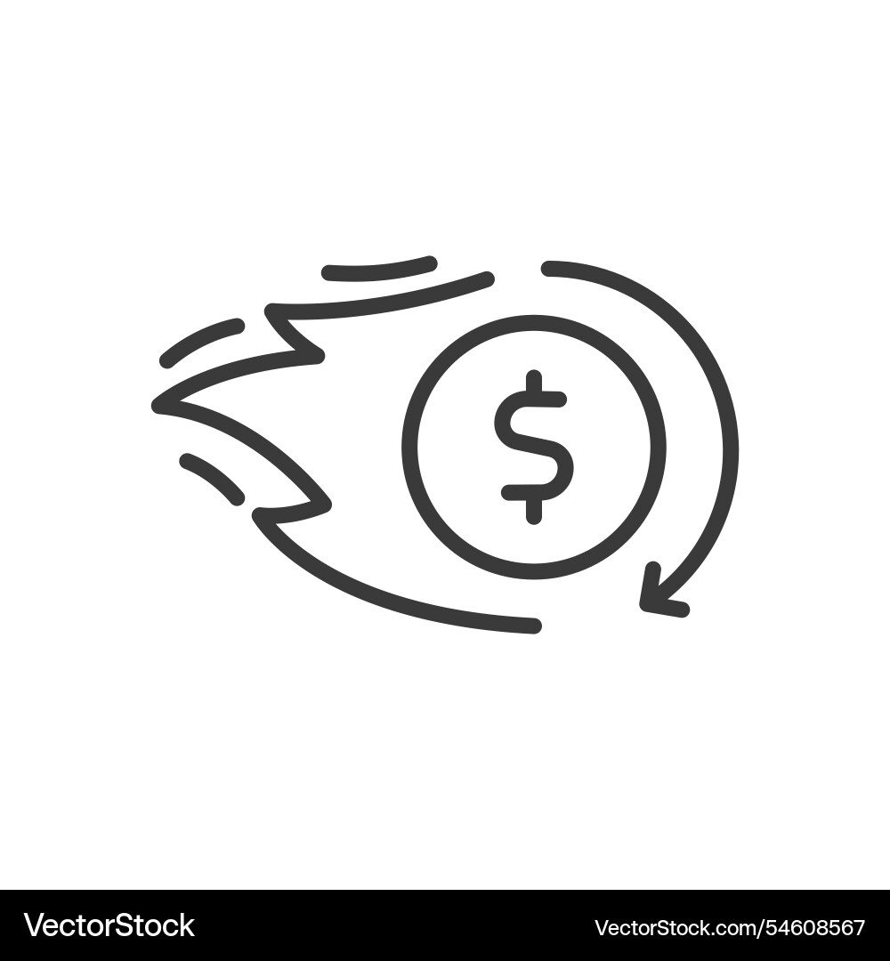 Money burning icon in line design Royalty Free Vector Image