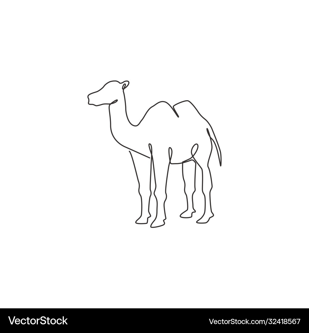 One continuous line drawing arabian desert Vector Image