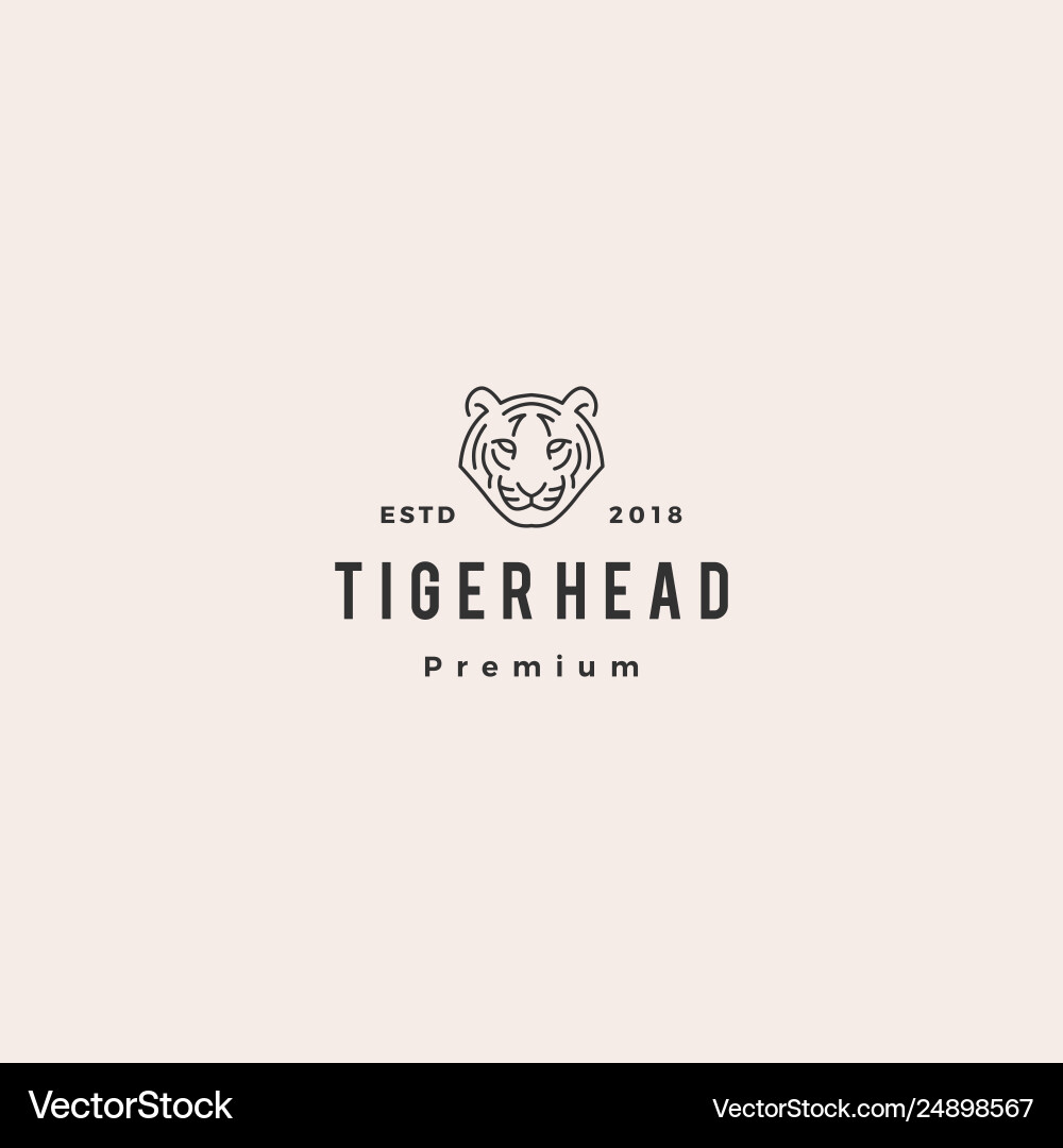 White tiger head logo icon line outline monoline Vector Image