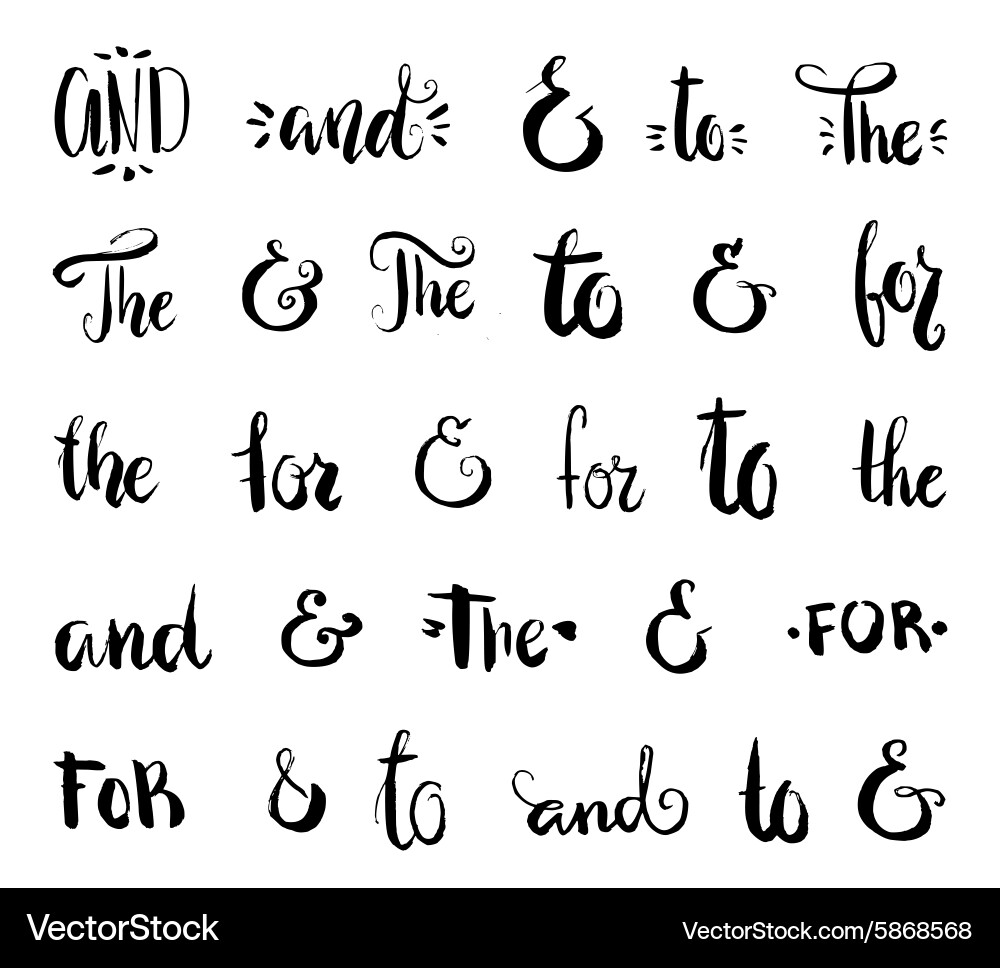 Ampersand and catchwords Royalty Free Vector Image