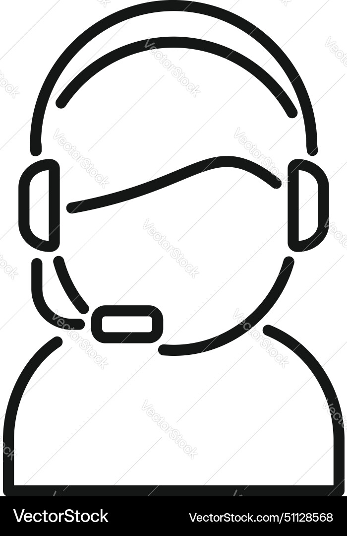 Call center worker icon outline online Royalty Free Vector
