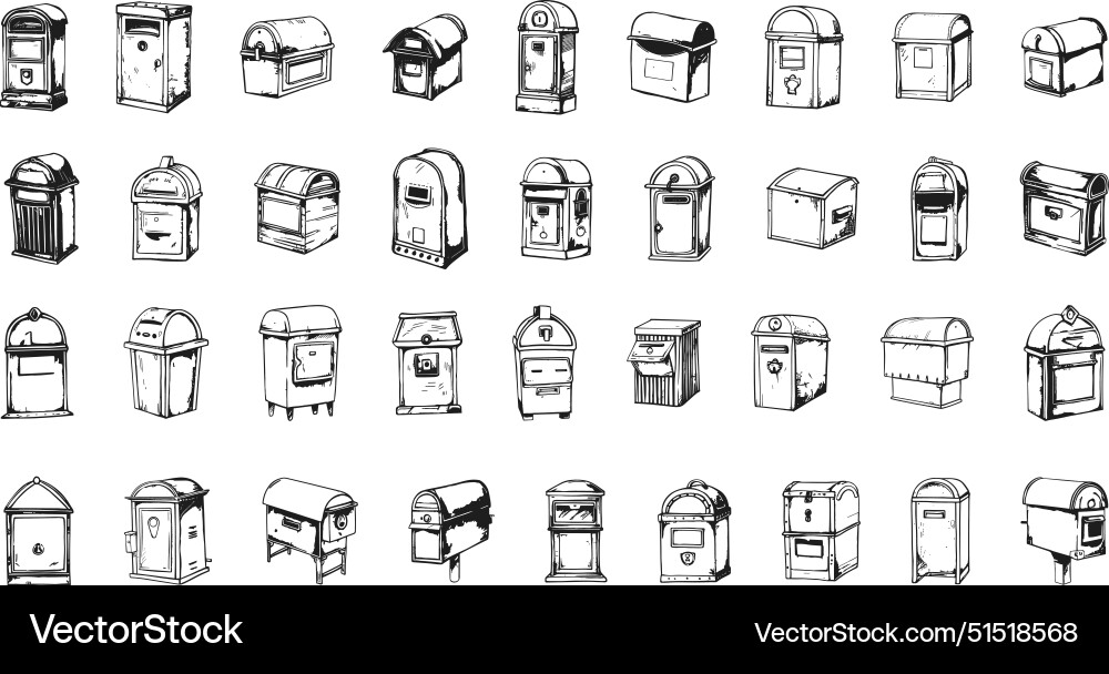 Doodle different types of mailboxes icons set Vector Image