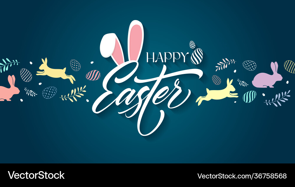 Happy easter horizontal pattern cute eggs great Vector Image