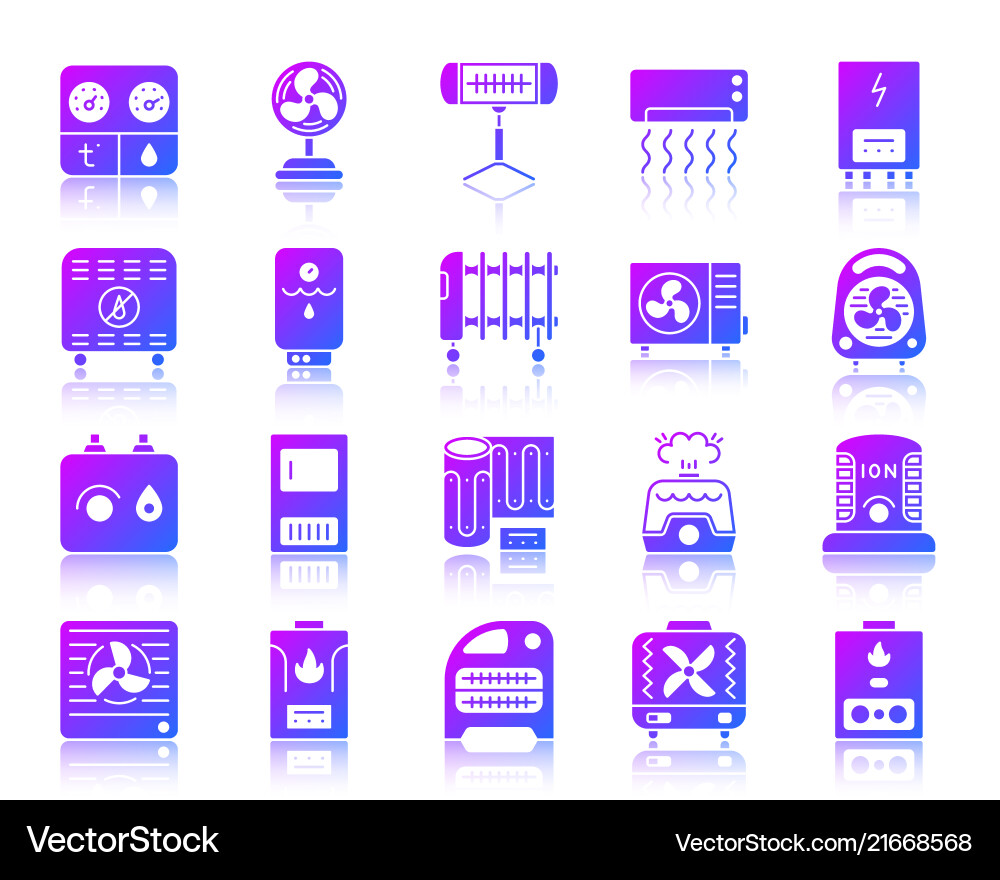 HVAC Gradient Icon Set Royalty Free Vector Image