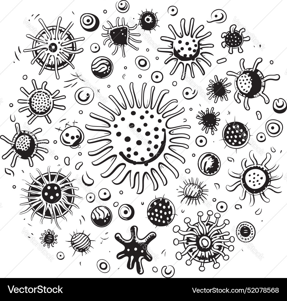 Infectious innovations bacteria and virus emblem Vector Image