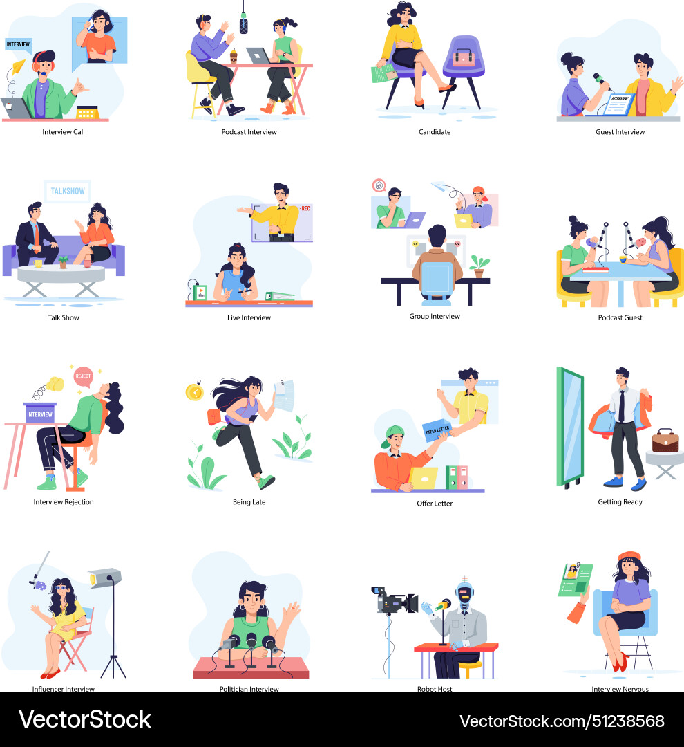 Recruitment and journalism flat character Vector Image