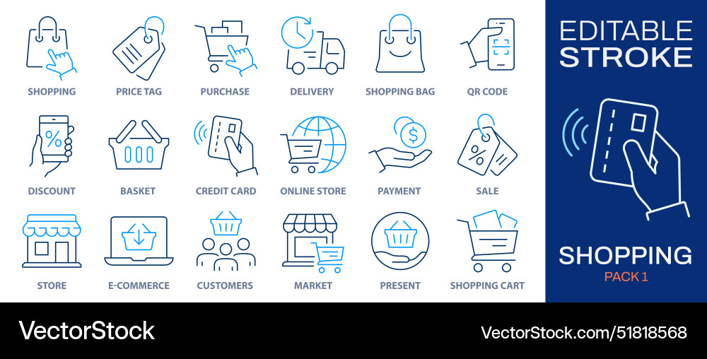 Shopping icon set collection of e-commerce Vector Image
