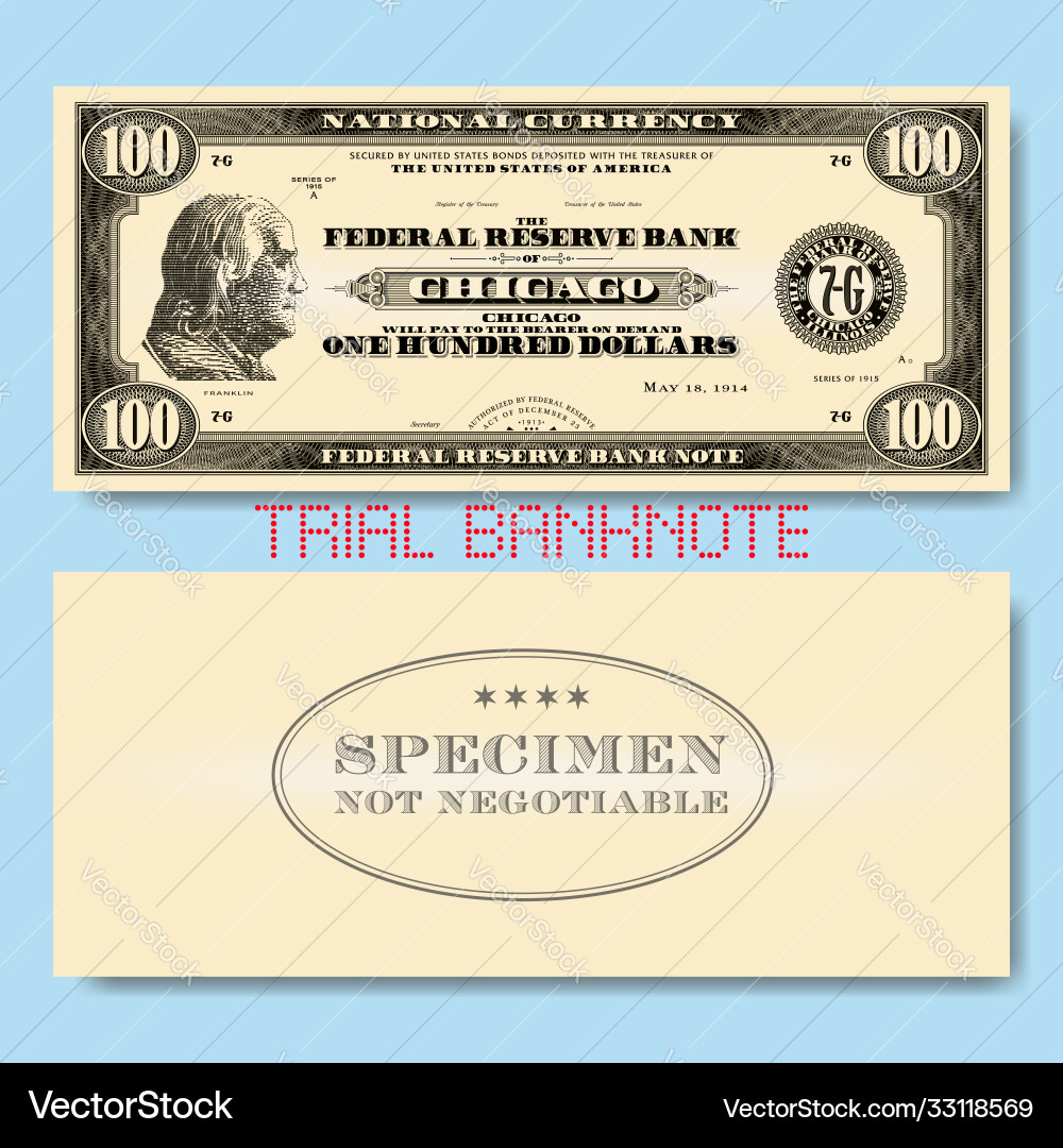 A fictional one-sided us 100 dollars banknote Vector Image