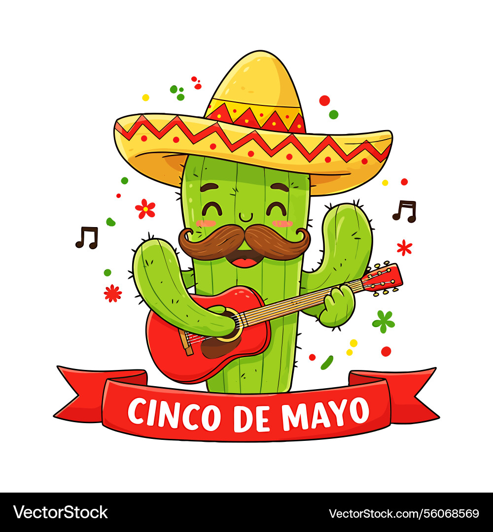 A playful cinco de mayo cactus character Vector Image