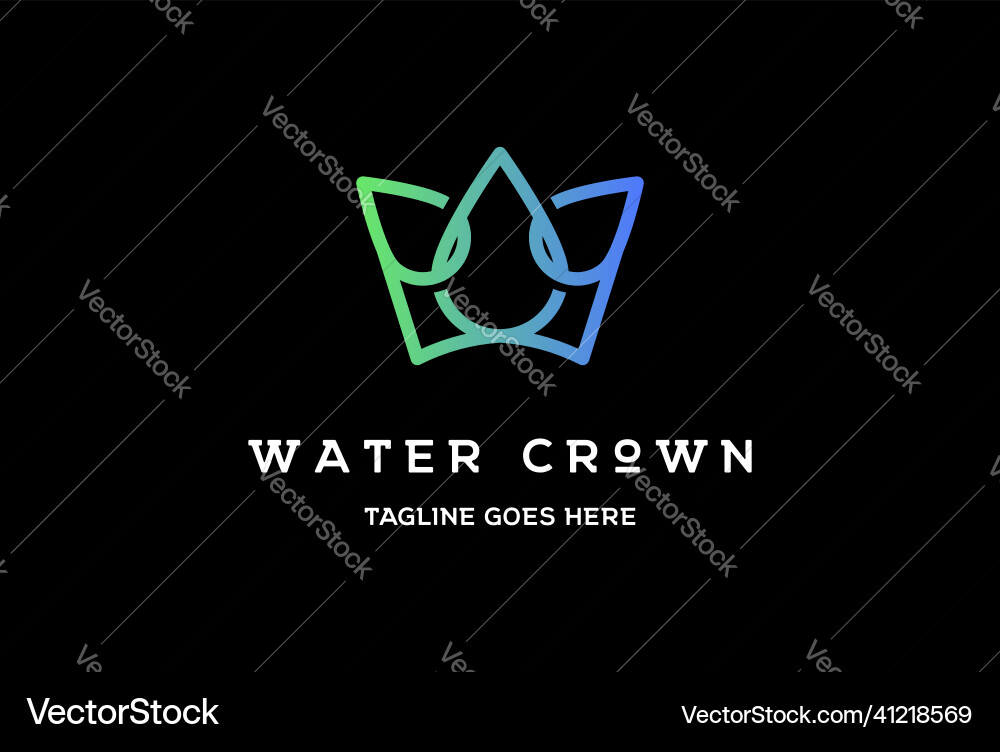 Blue king crown with aqua water drop logo design Vector Image