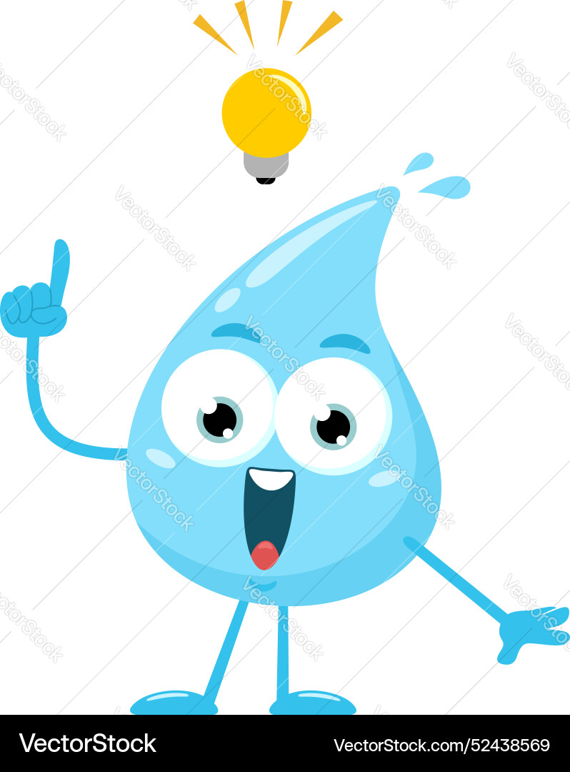 Blue water drop cartoon character Royalty Free Vector Image