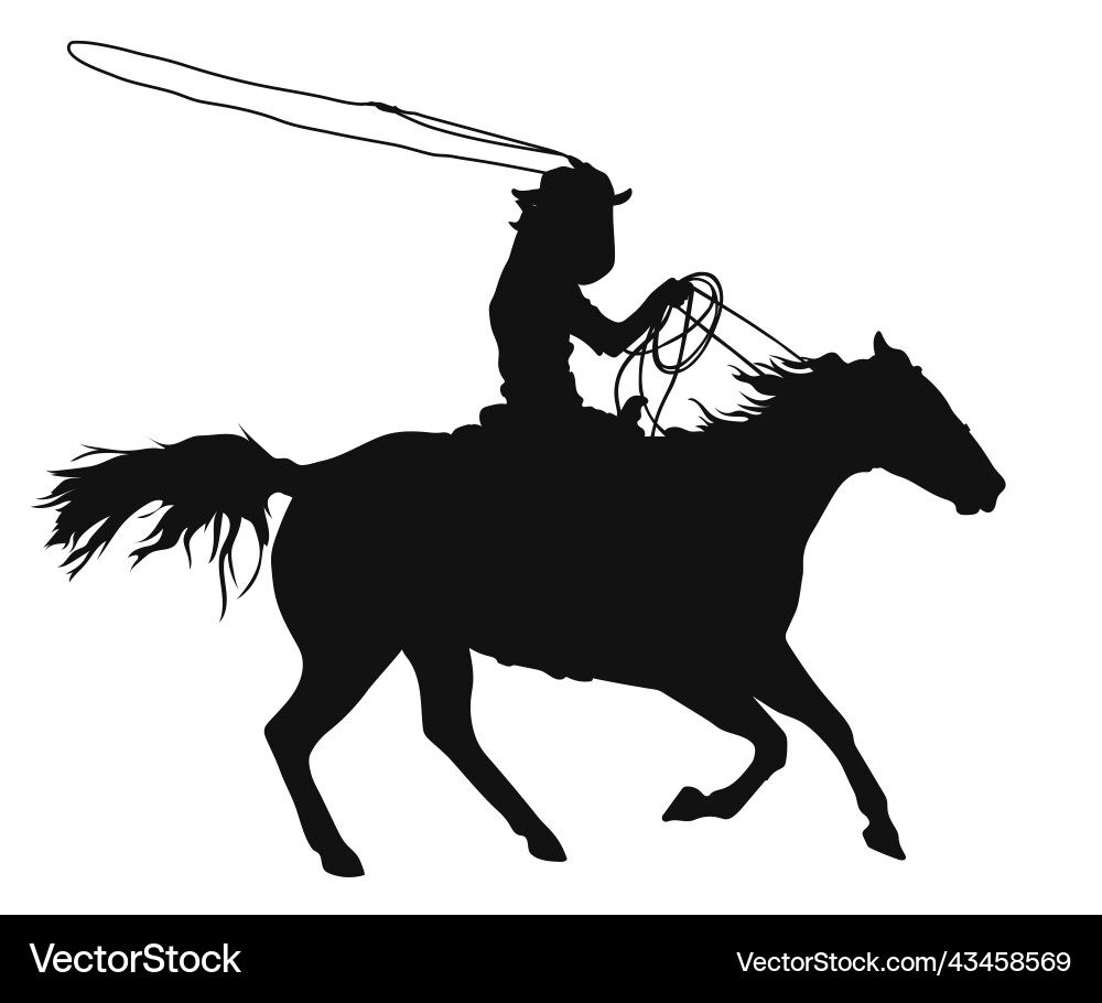Cowboy with lasso riding a horse Royalty Free Vector Image