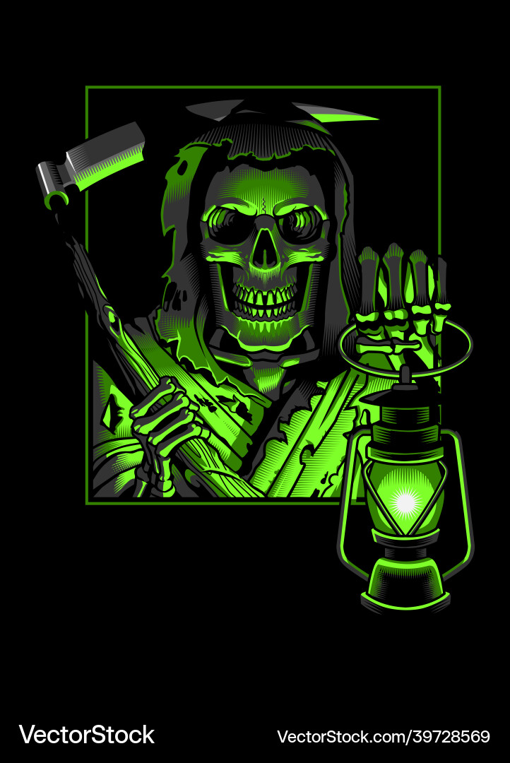 Green Reaper Halloween Illustration Royalty Free Vector