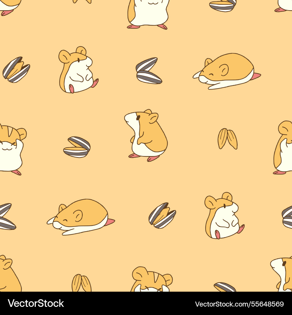 Hamster sunflower seed pattern seamless Royalty Free Vector