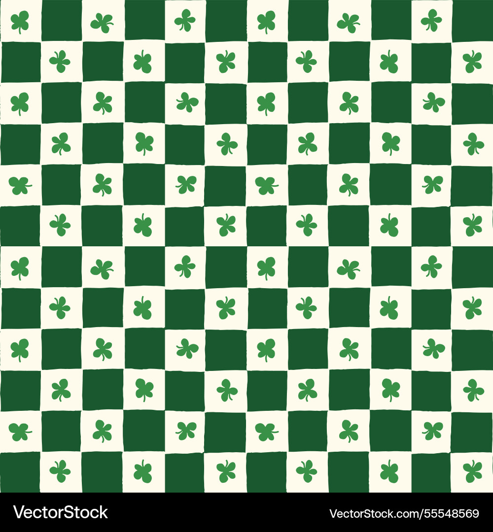 Hand drawn green checkerboard pattern Royalty Free Vector