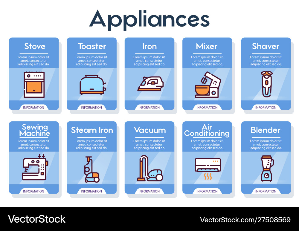 Household appliance linear icons set Royalty Free Vector