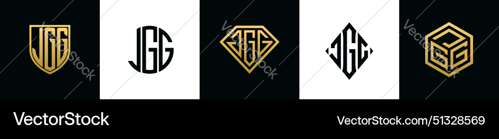 Initial letters jgg logo designs bundle Royalty Free Vector