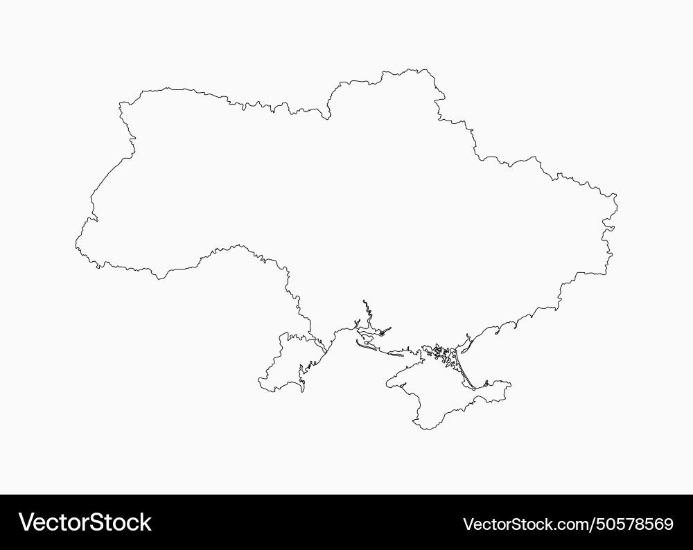 Outline map ukraine line border country Royalty Free Vector