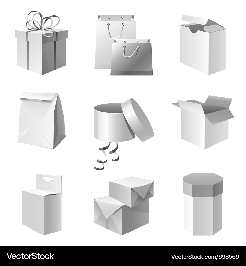 Paper package icons set Royalty Free Vector Image