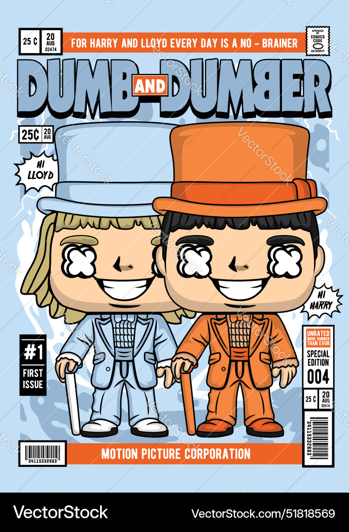 Pop art dumb and dumber Royalty Free Vector Image