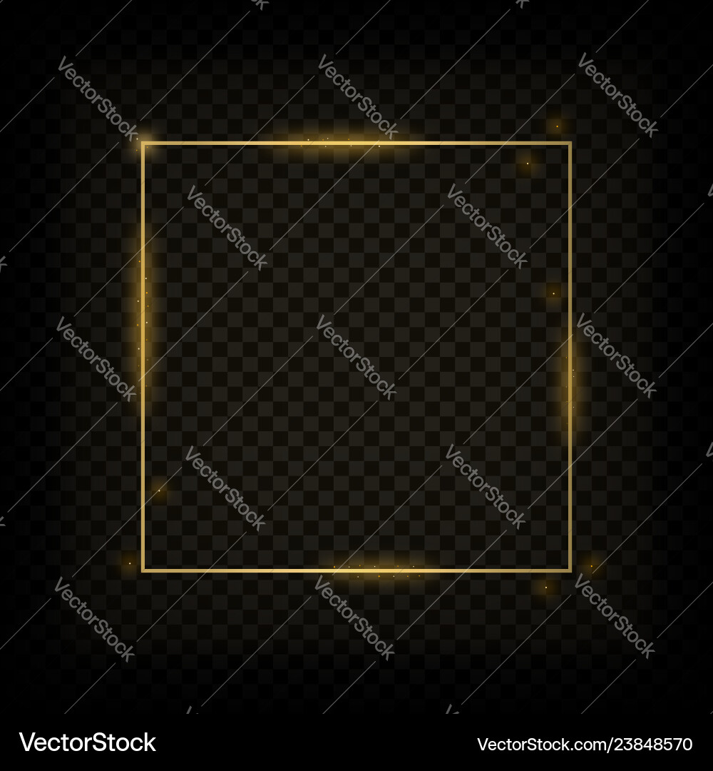 Gold glowing frame Royalty Free Vector Image - VectorStock