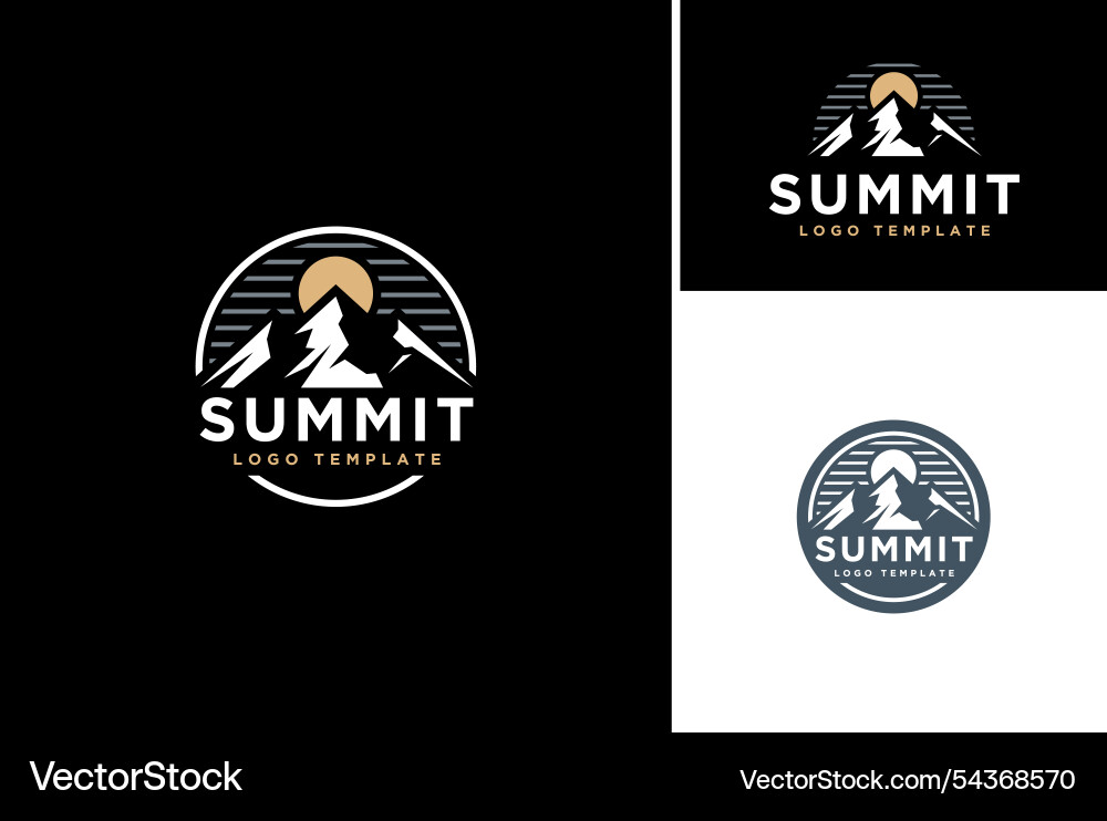 Top summit peak mountain adventure outdoor logo Vector Image