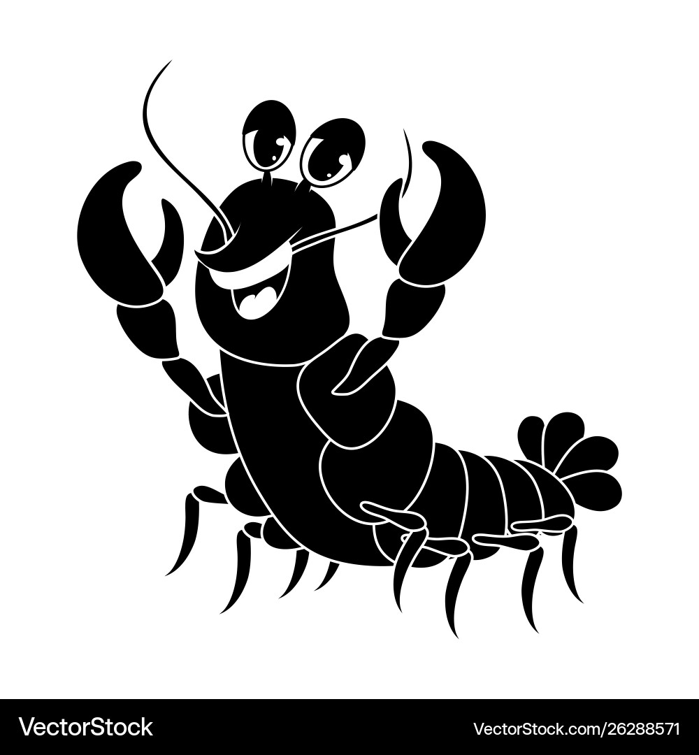 Crawfish silhouette cartoon cute character Vector Image