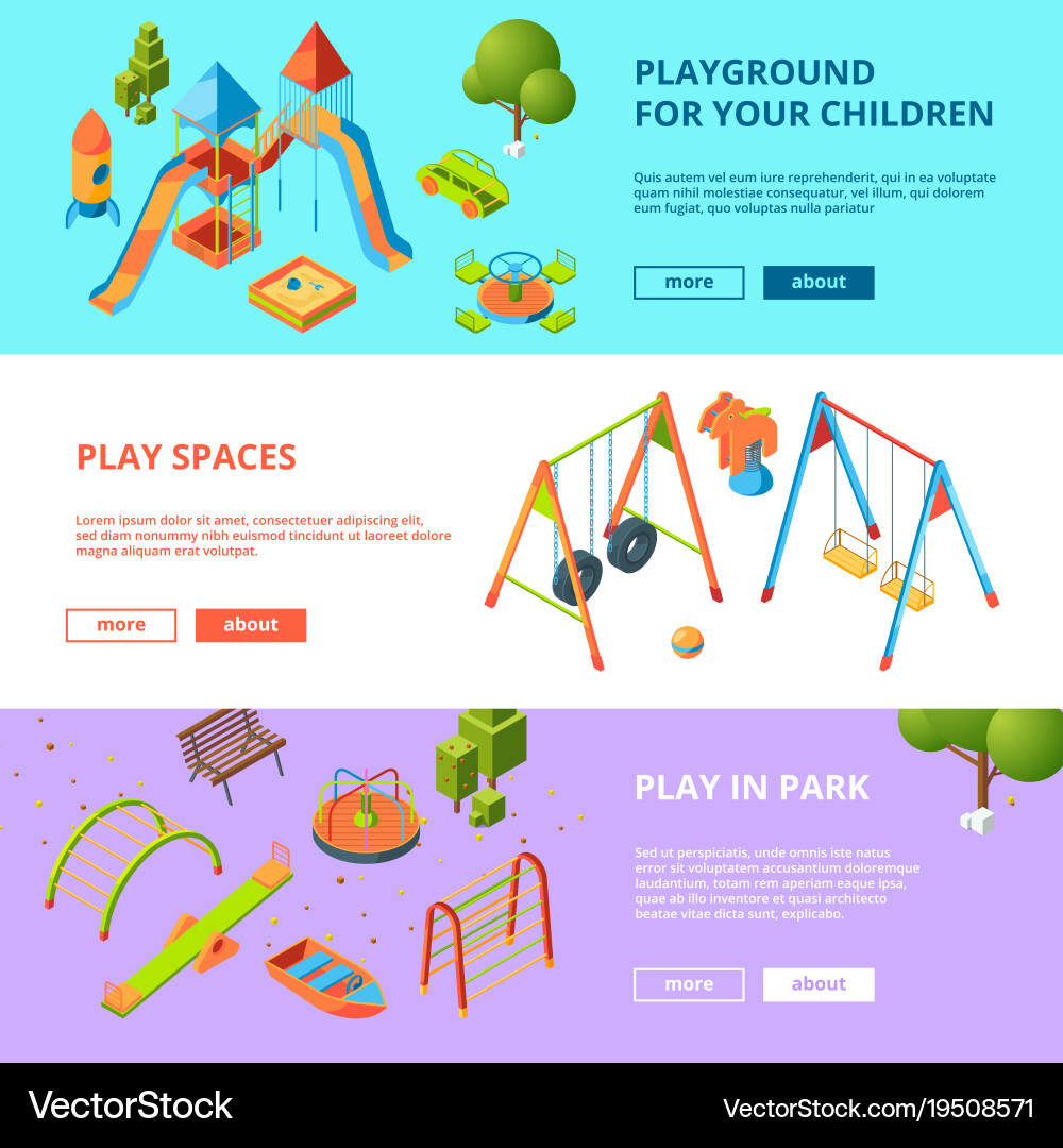 Horizontal banners set with isometric Royalty Free Vector