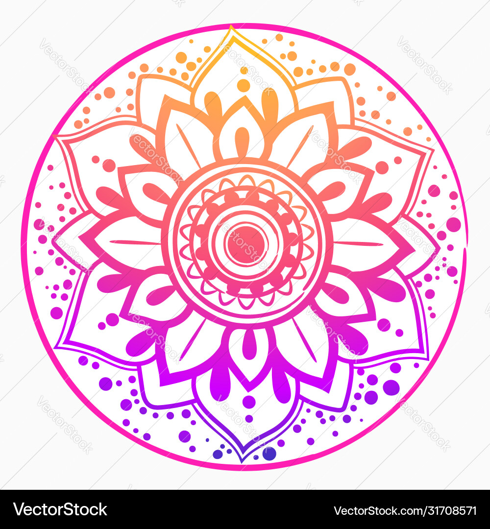 Indian simple mandala with floral motif Royalty Free Vector
