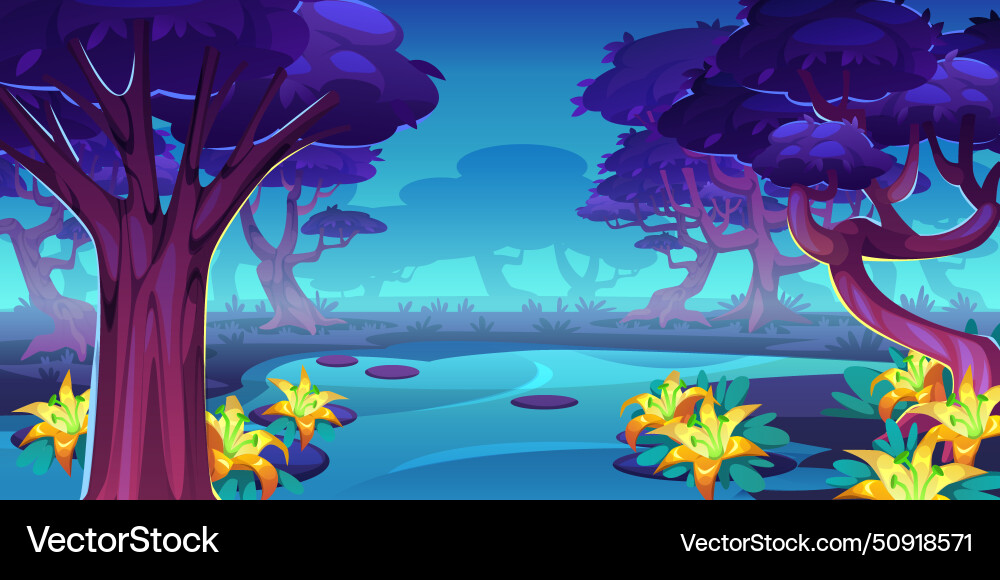 Magic trees background ui game location design Vector Image