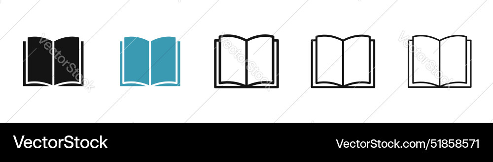 Open book icon set in black and blue colors Vector Image