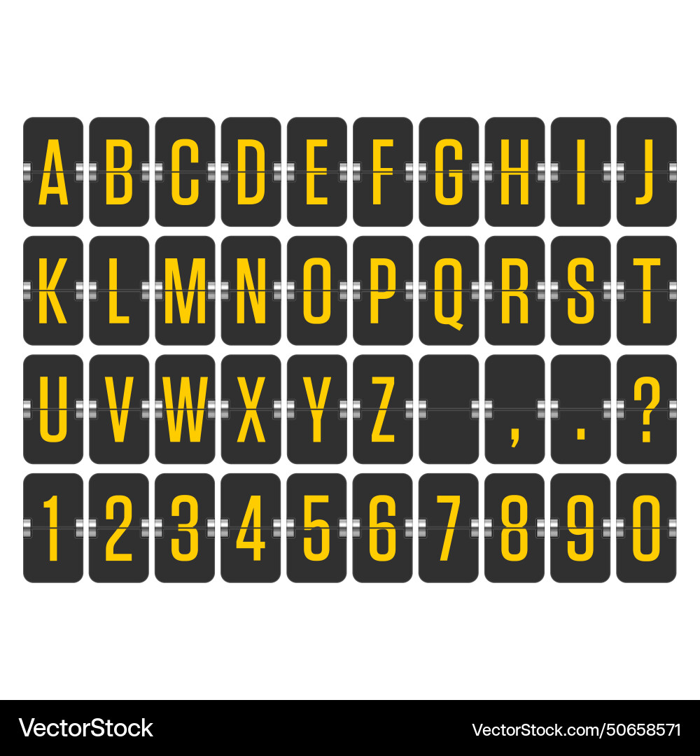Realistic flip alphabet and numbers board Vector Image