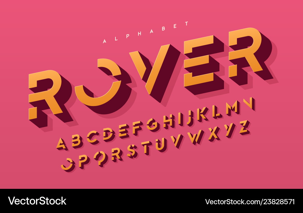Stylized 3d uppercase letters alphabet typeface Vector Image