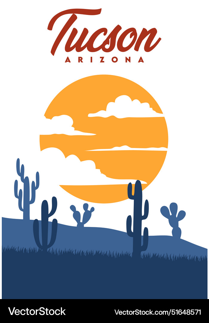 Tucson arizona with beautiful views Royalty Free Vector